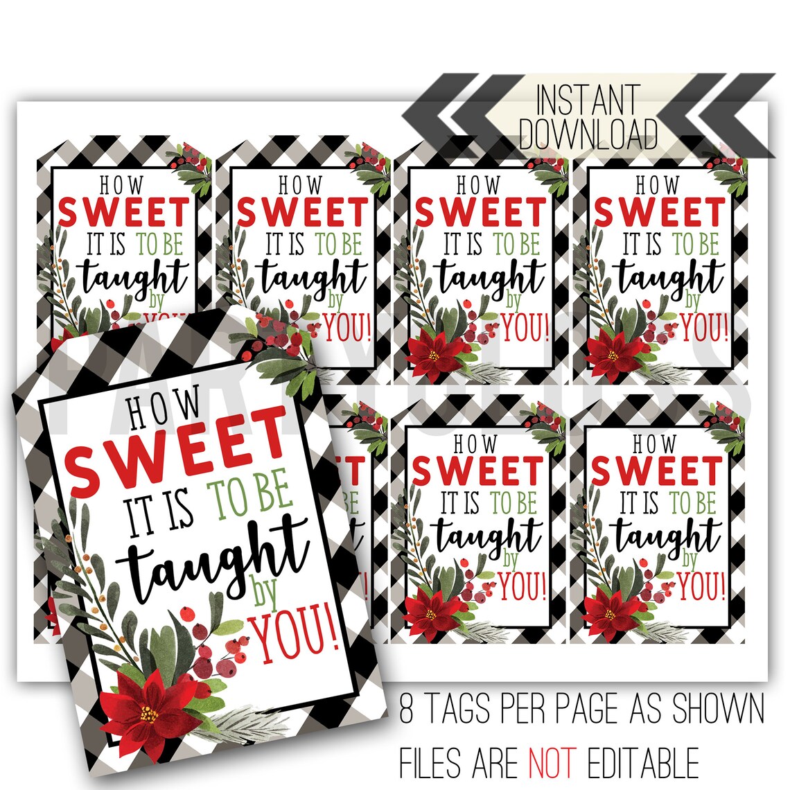 Christmas Holiday Teacher Gift Printable Tag Christmas - Etsy