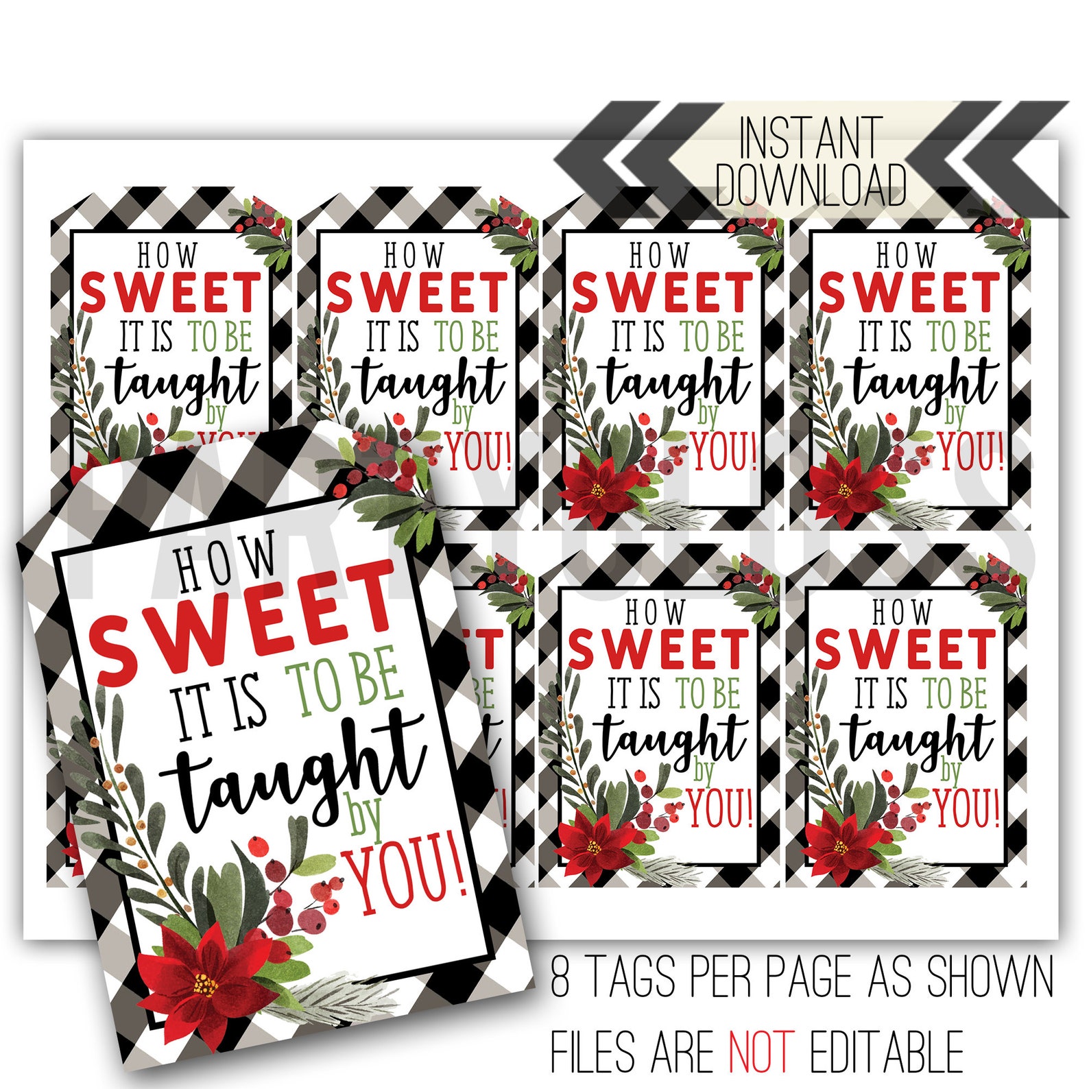 Christmas Holiday Teacher Gift Printable Tag | Christmas Teacher Tag ...