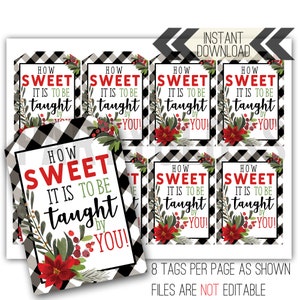 Christmas Holiday Teacher Gift Printable Tag | Christmas Teacher Tag ...