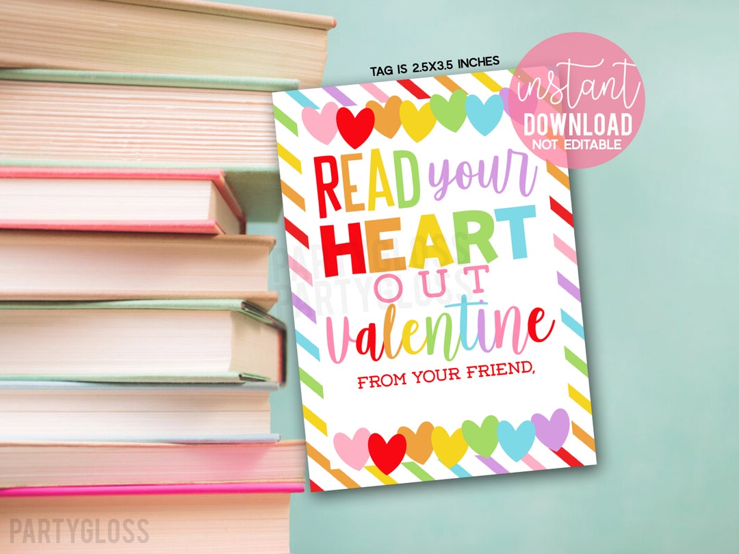 Bookmark Valentine's Day Printable Gift Tag, Book Lover Non Food, Class ...