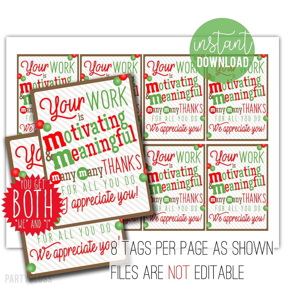 Christmas Holiday Appreciation Printable Tag Teacher Tags - Etsy