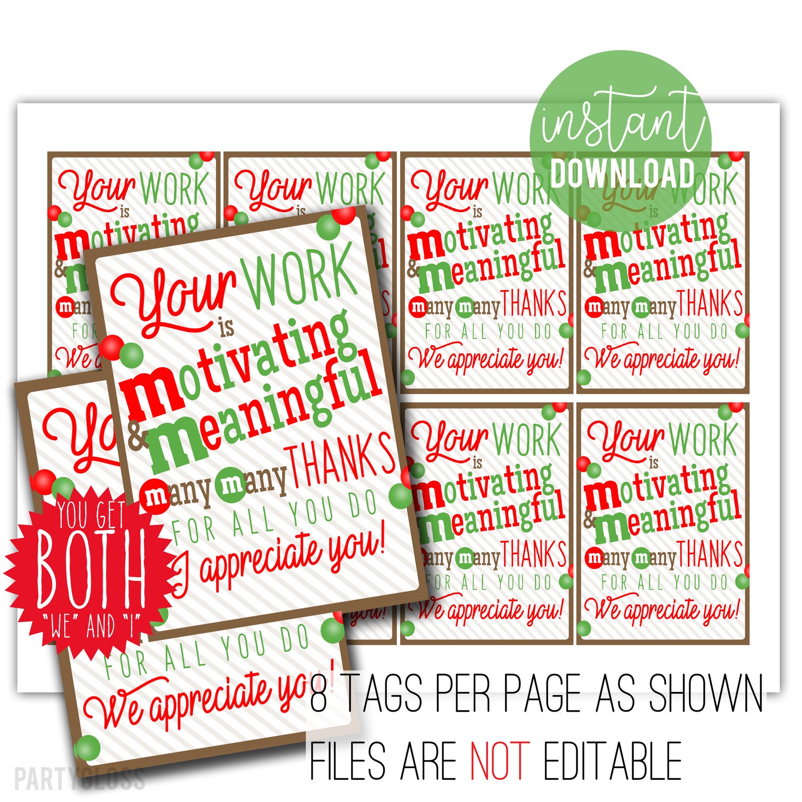 Christmas Holiday Appreciation Printable Tag Teacher Tags - Etsy