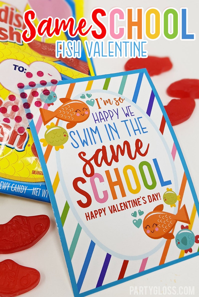 Fish Valentine's Day Printable Tag Swedish Valentine - Etsy