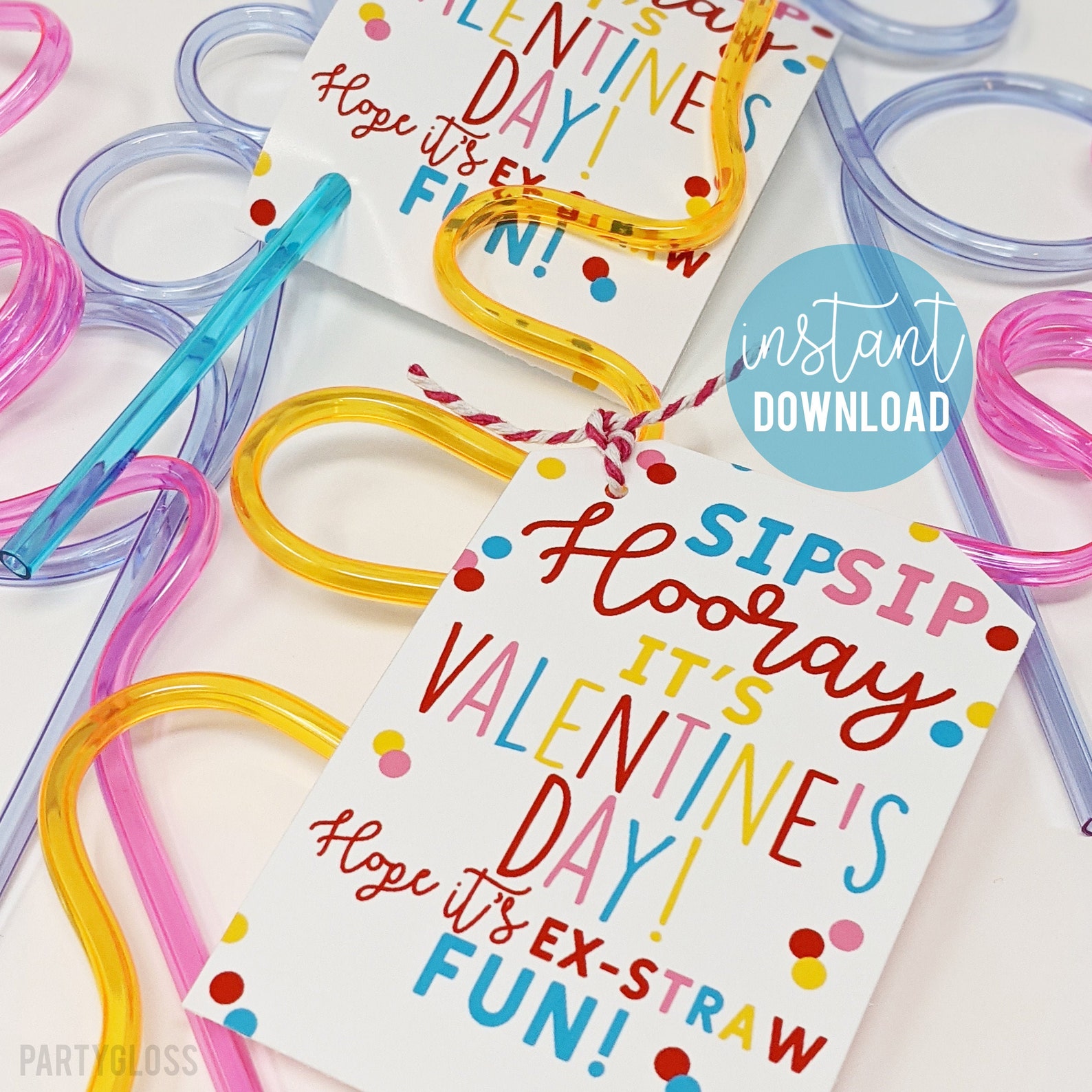 Straw Valentine's Day Printable Crazy Straw Valentine Class Classmate ...