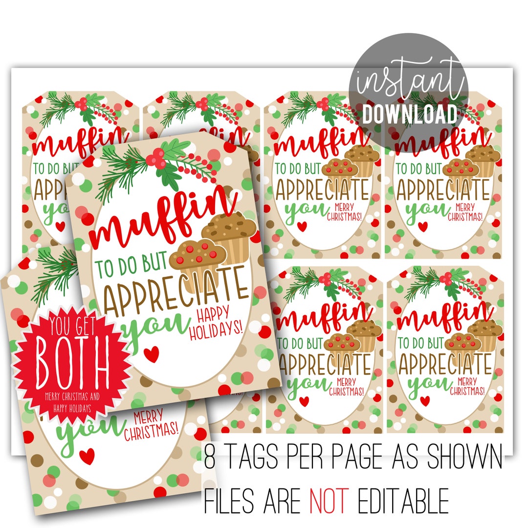 Muffin Christmas Printable Tags | Christmas Muffin Tag | Team Client ...