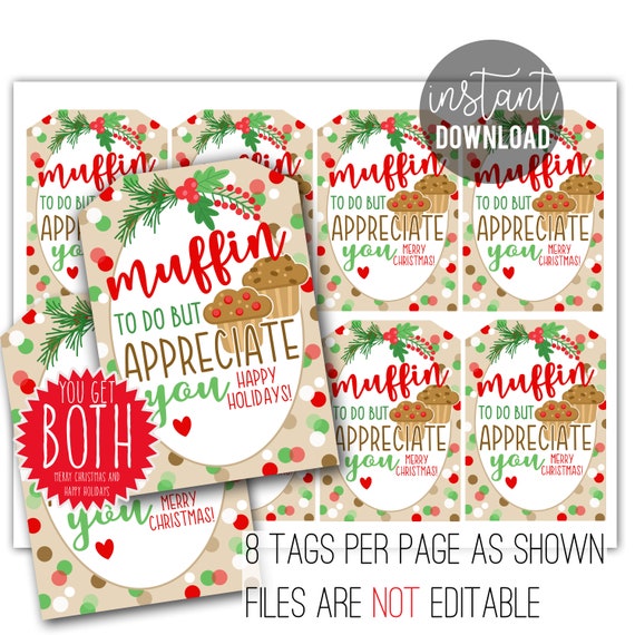 Muffin Christmas Printable Tags Christmas Muffin Tag Team | Etsy
