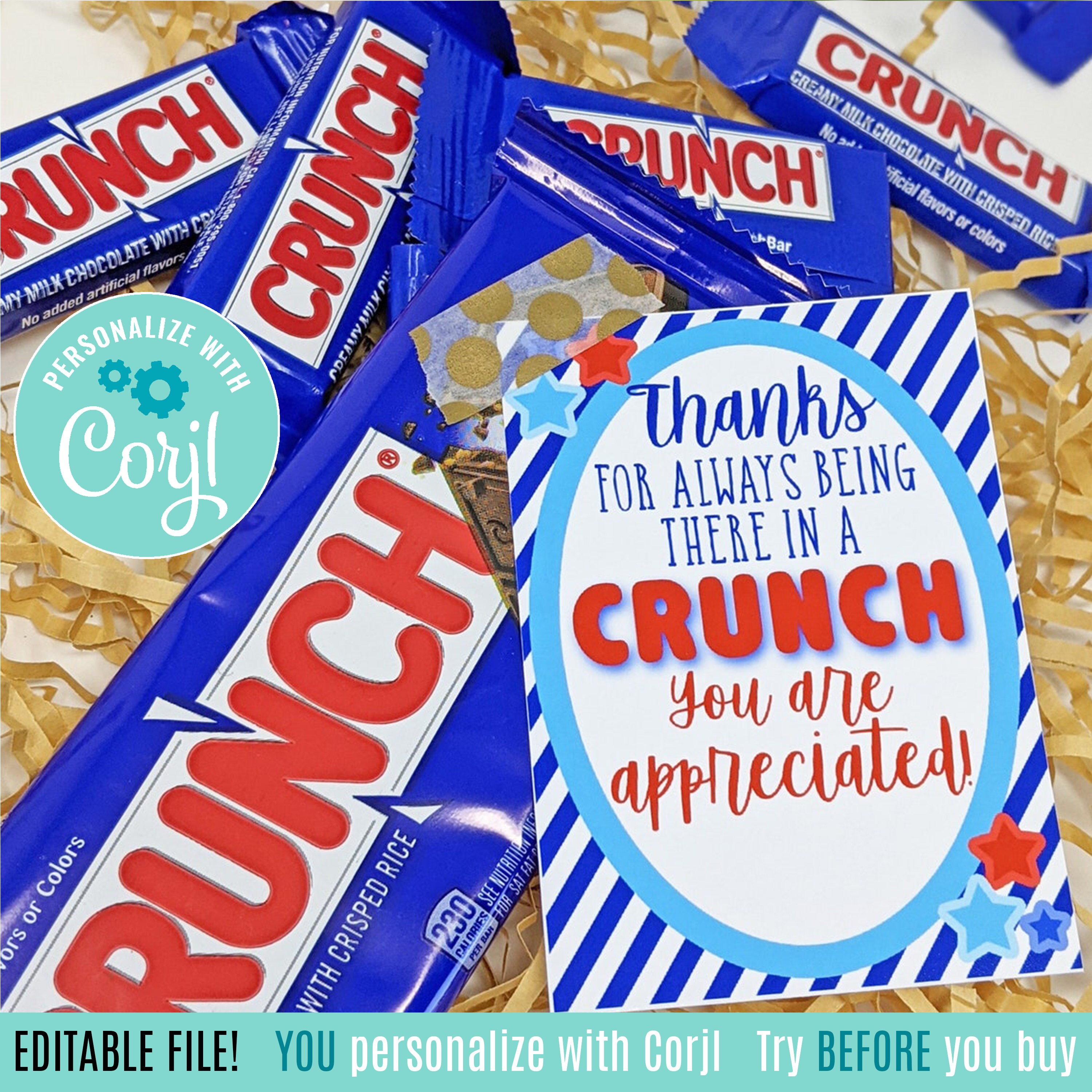 Editable Crunch Appreciation Printable Tag Staff Team in a | Etsy Australia