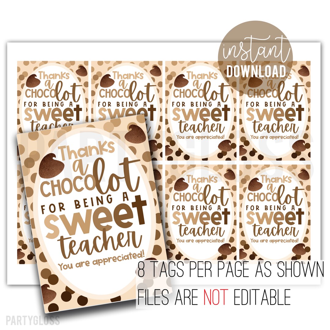 Chocolate Teacher Appreciation Printable Tag | Chocolate Printable ...