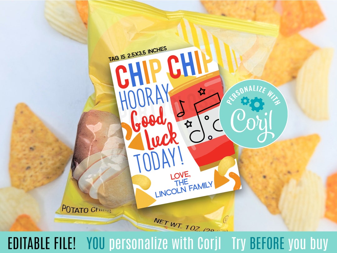 Editable Music Chip Chip Hooray Good Luck Today Printable Gift Tags ...