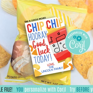 Editable Music Chip Chip Hooray Good Luck Today Printable Gift Tags ...