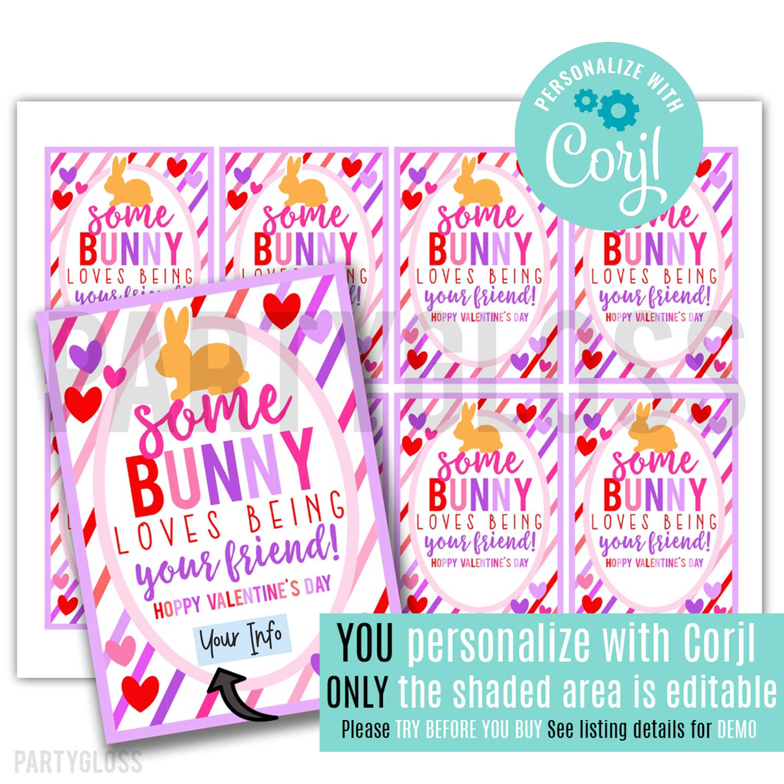 Editable Valentine's Day Cheddar Cracker Bunnies Printable Gift Tags ...