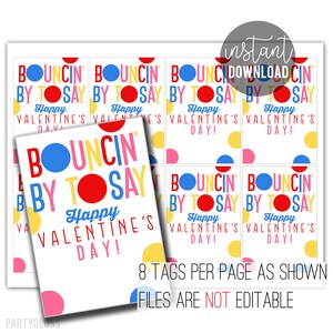 Bouncy Ball Valentine's Day Printable Class Gift Tags, Bouncin' by ...