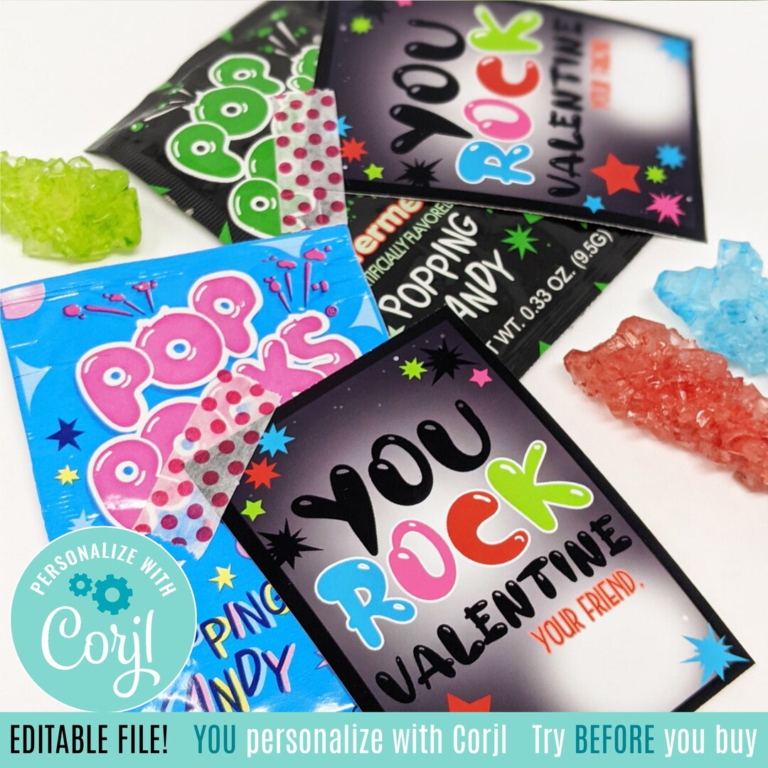 Editable Valentine's Day Popping Candy Printable Gift Tags, Pop ...