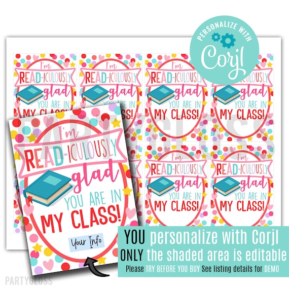 Editable Bookmark Student Gift Printable Tag Gift From | Etsy