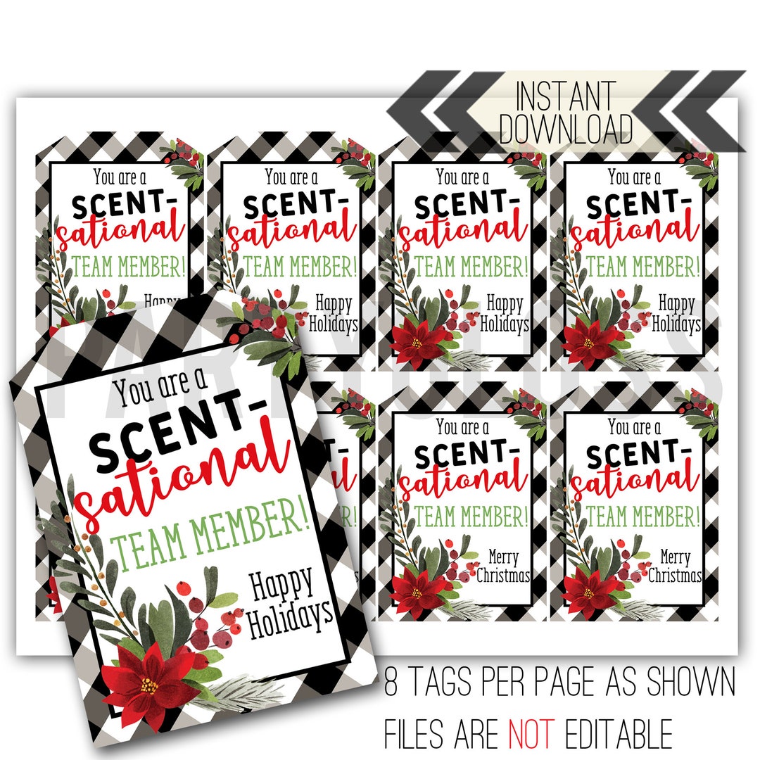 Scent-sational Team Member Christmas Printable Tag | Lotion Gift Tag ...