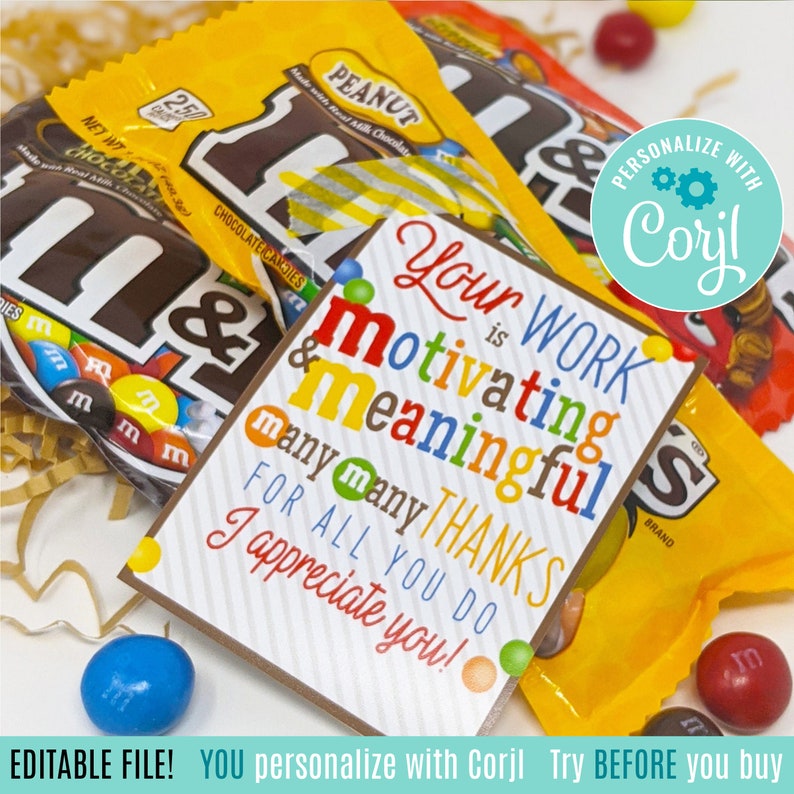 Editable Employee Appreciation Printable Tag | Gift Tags | Teacher ...