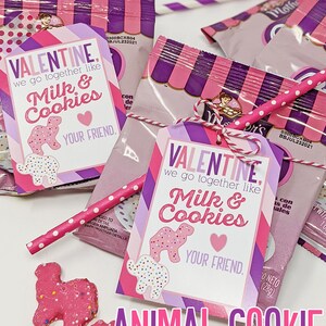 Animal Cookie Valentine's Day Printable Tags, Milk and Cookies, Circus ...