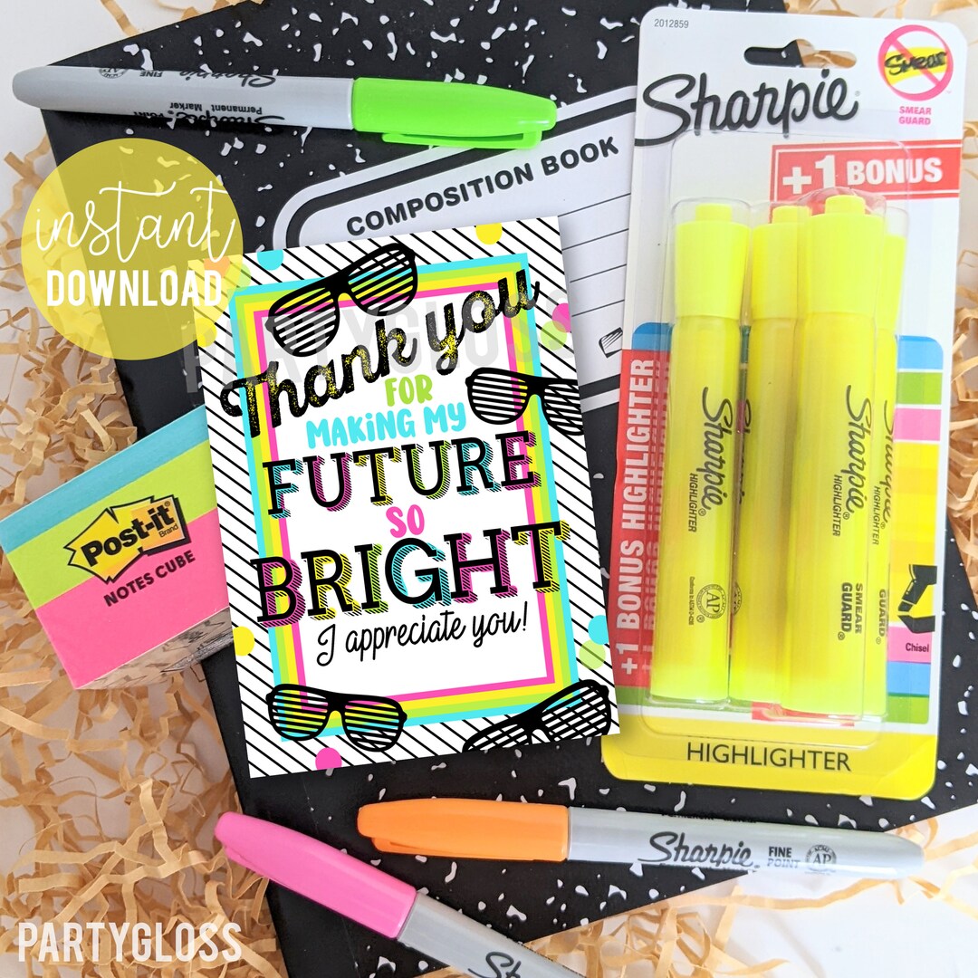 Teacher Appreciation Printable Gift Tags, Highlighters Thank You for ...