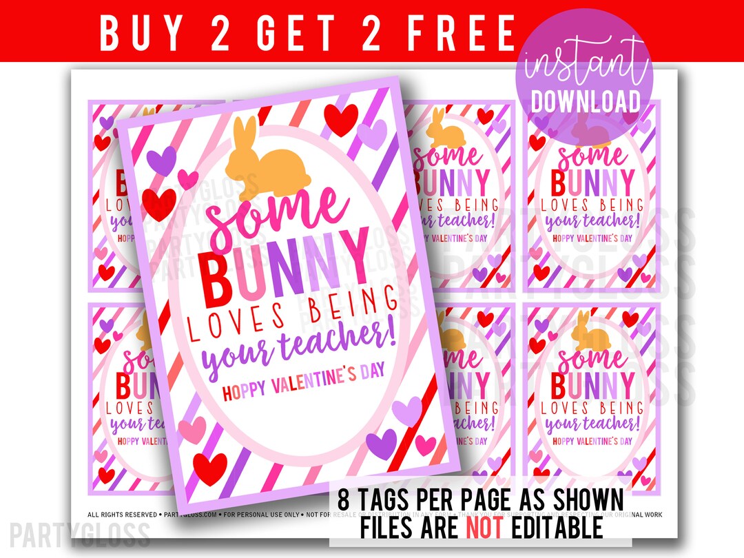 Valentine's Day Cheddar Cracker Bunnies Printable Gift Tags, Valentine ...