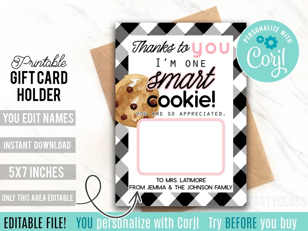 Editable Teacher Appreciation Printable Gift Card Holder, End of the ...