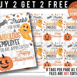 Employee Appreciation Halloween Printable Gift Tags Cute Spooky ...