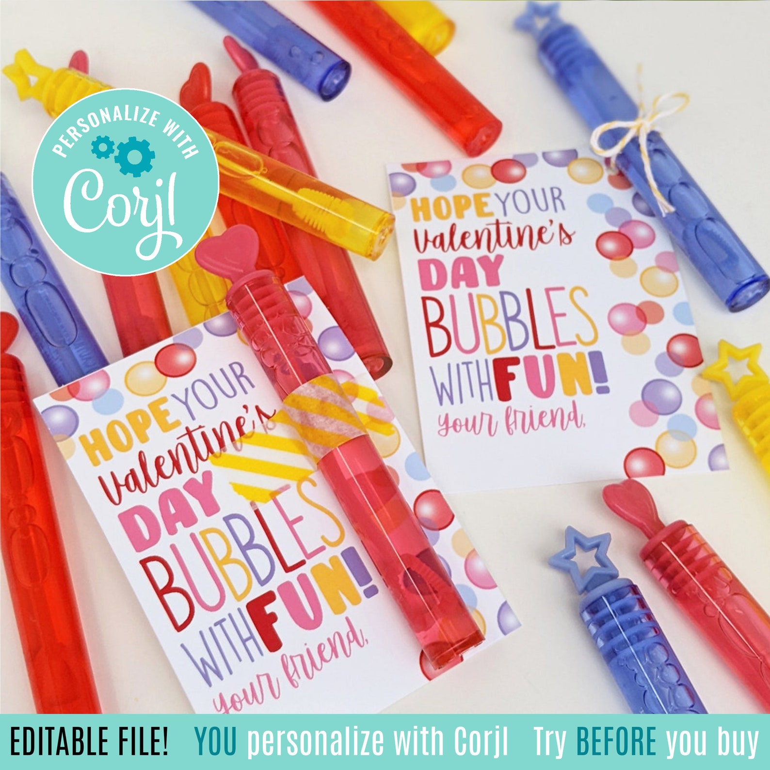 Editable Bubbles Valentine's Day Printable Tag Bubbles | Etsy