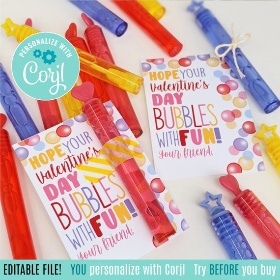 Editable Bubbles Valentine's Day Printable Tag Bubbles | Etsy