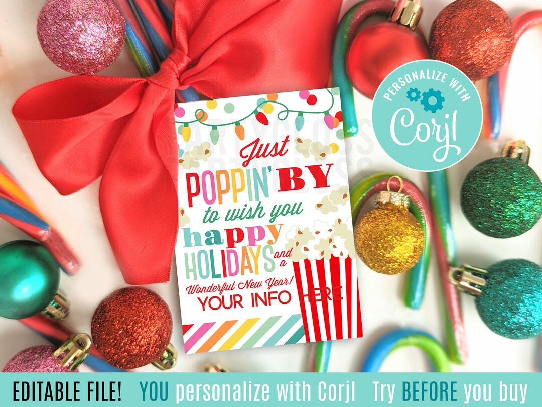 Editable Christmas Poppin' by to Wish You A Happy Holidays Appreciation ...