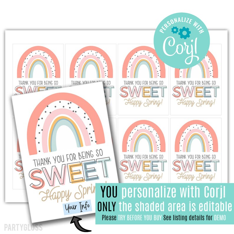 Editable Easter Printable Tags Thank You for Being so Sweet Happy ...
