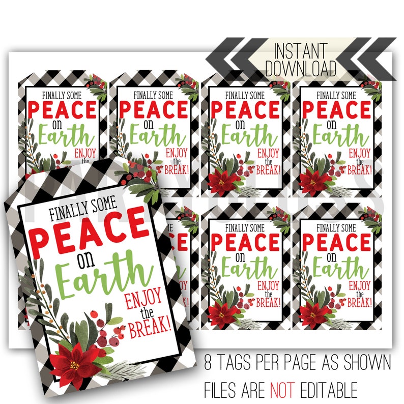 Teacher Christmas Gift Printable Tag Christmas Teacher Tag - Etsy