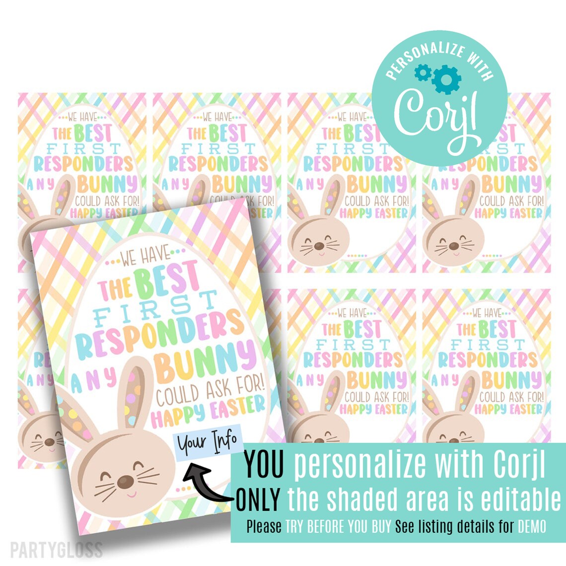 Editable First Responder Appreciation Printable Tags, Happy Easter EMT ...