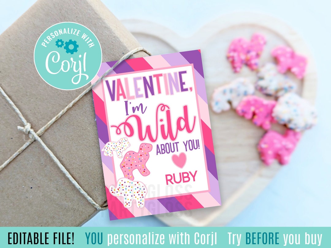 Editable Animal Cookie Valentine's Day Printable Tags, Circus Valentine ...