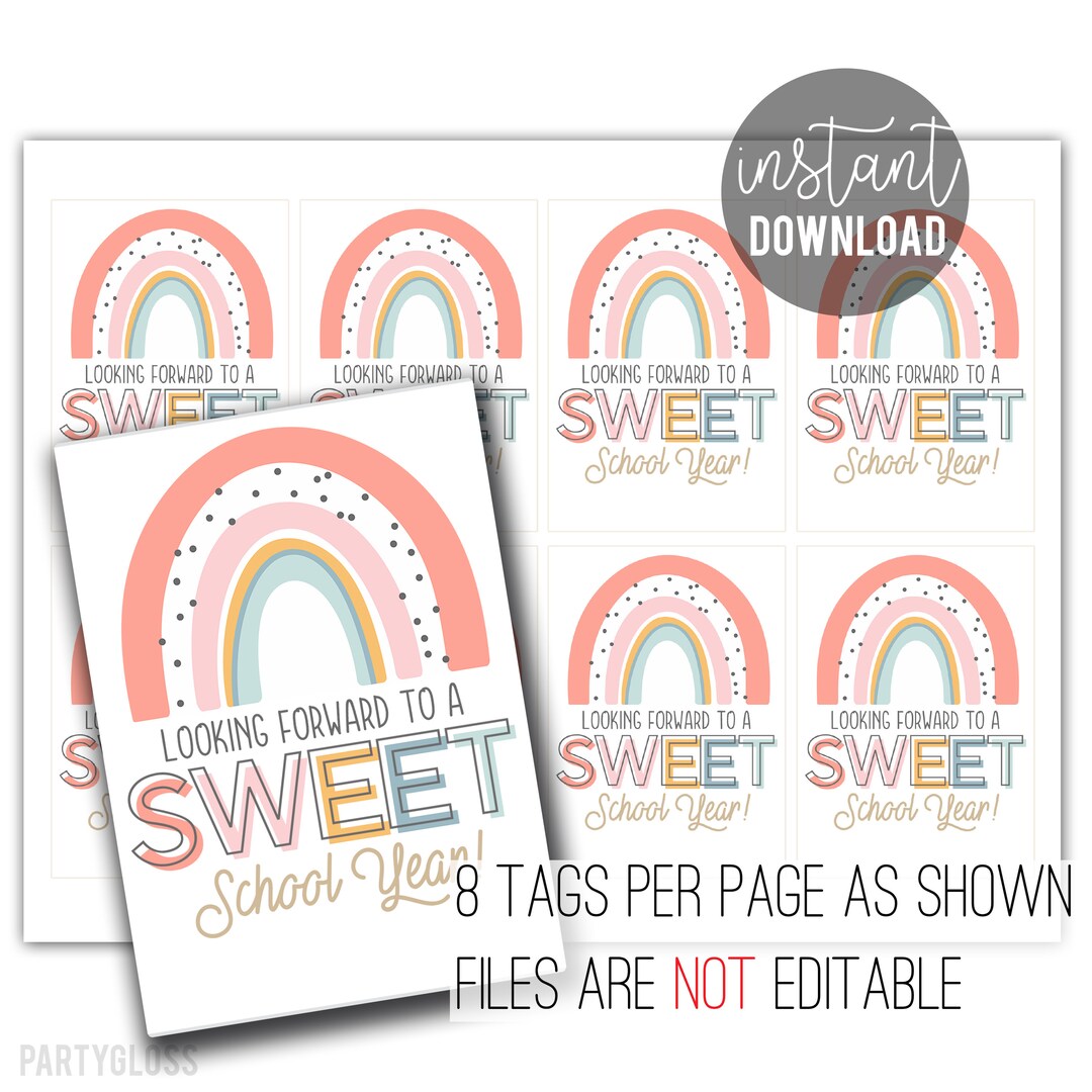Boho Rainbow Looking Forward to A Sweet Year Back to School Printable ...