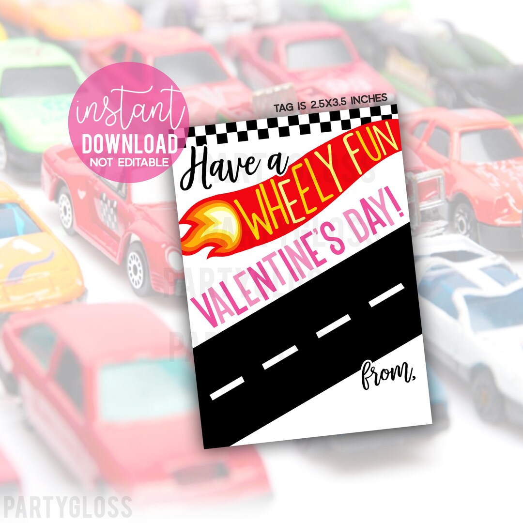 Wheels Car Valentine's Day Printable Tags Valentine Friendship Day, Non ...