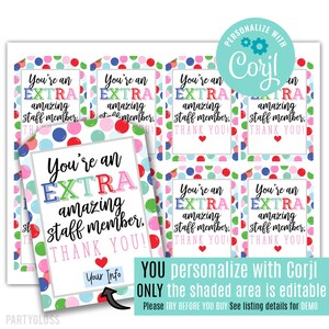 Editable Staff Appreciation Printable Tag | Gum Tags | Extra Tags ...