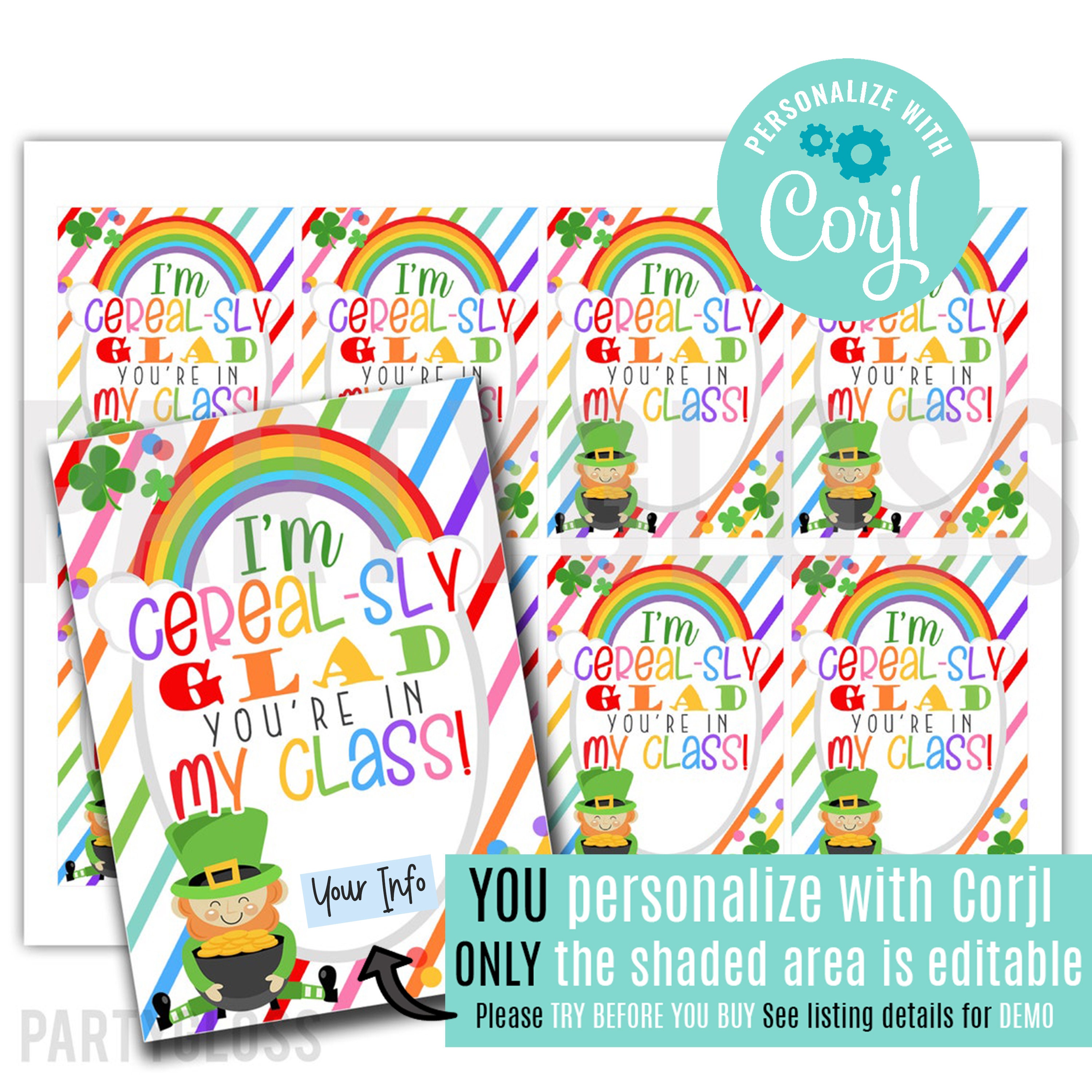 Editable Teacher St. Patrick's Day Printable Tags, Student Appreciation ...