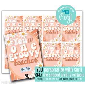 Editable Groovy Teacher Appreciation Printable Gift Tags, Boho Daisy ...
