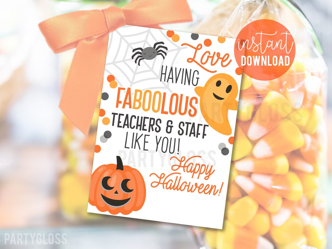 Teachers and Staff Appreciation Halloween Printable Gift Tags, School ...
