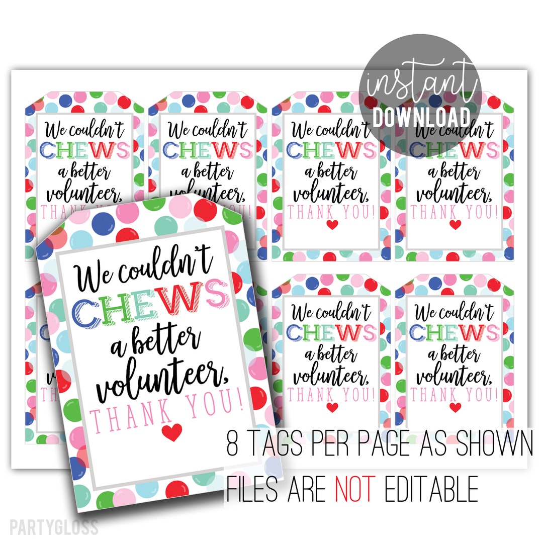 Volunteer Appreciation Printable Tags | Volunteer Gift | We Couldn't ...
