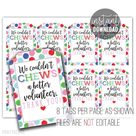 Volunteer Appreciation Printable Tags Volunteer Gift We - Etsy