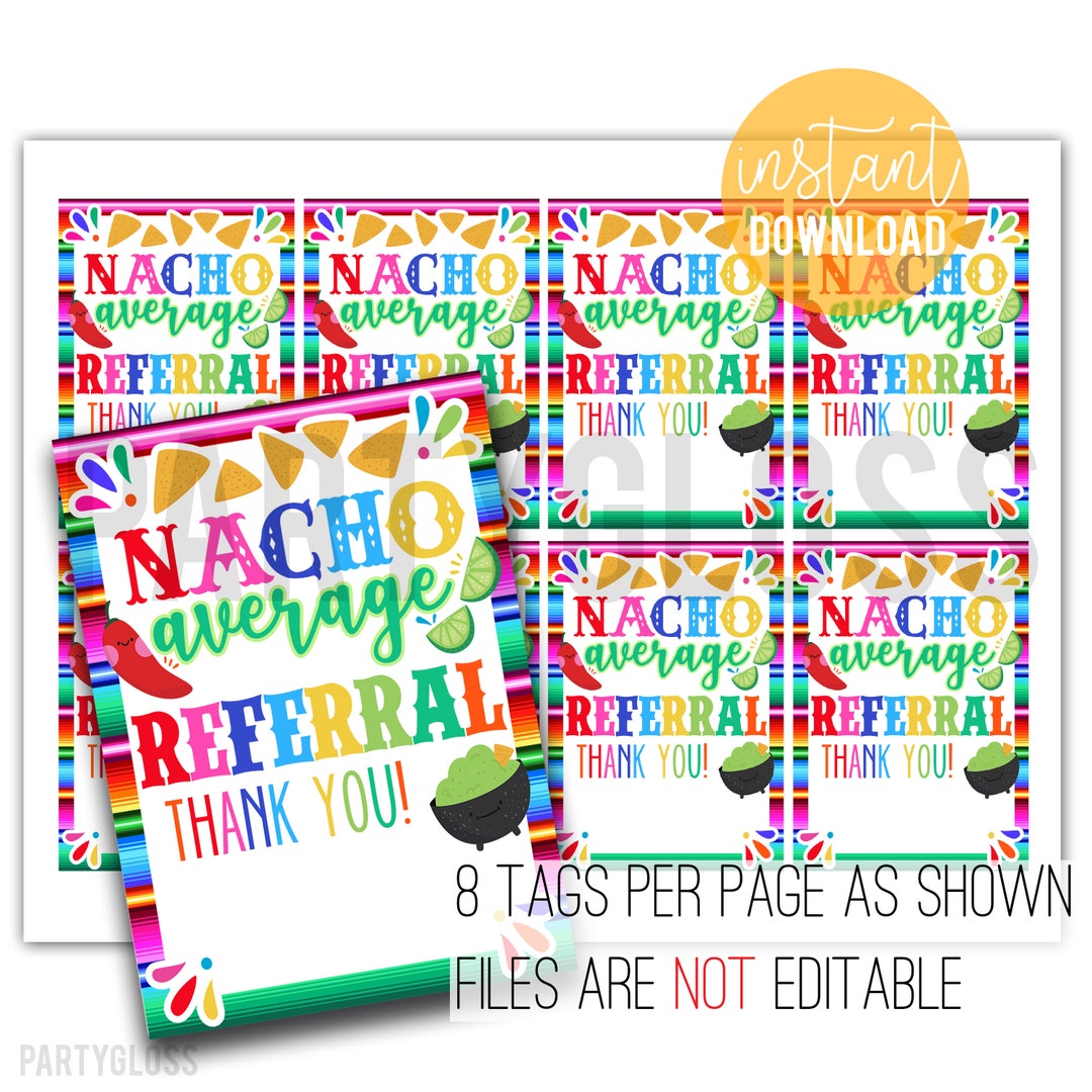 Referral Appreciation Printable Tag | Referral Source Tags | Nacho ...