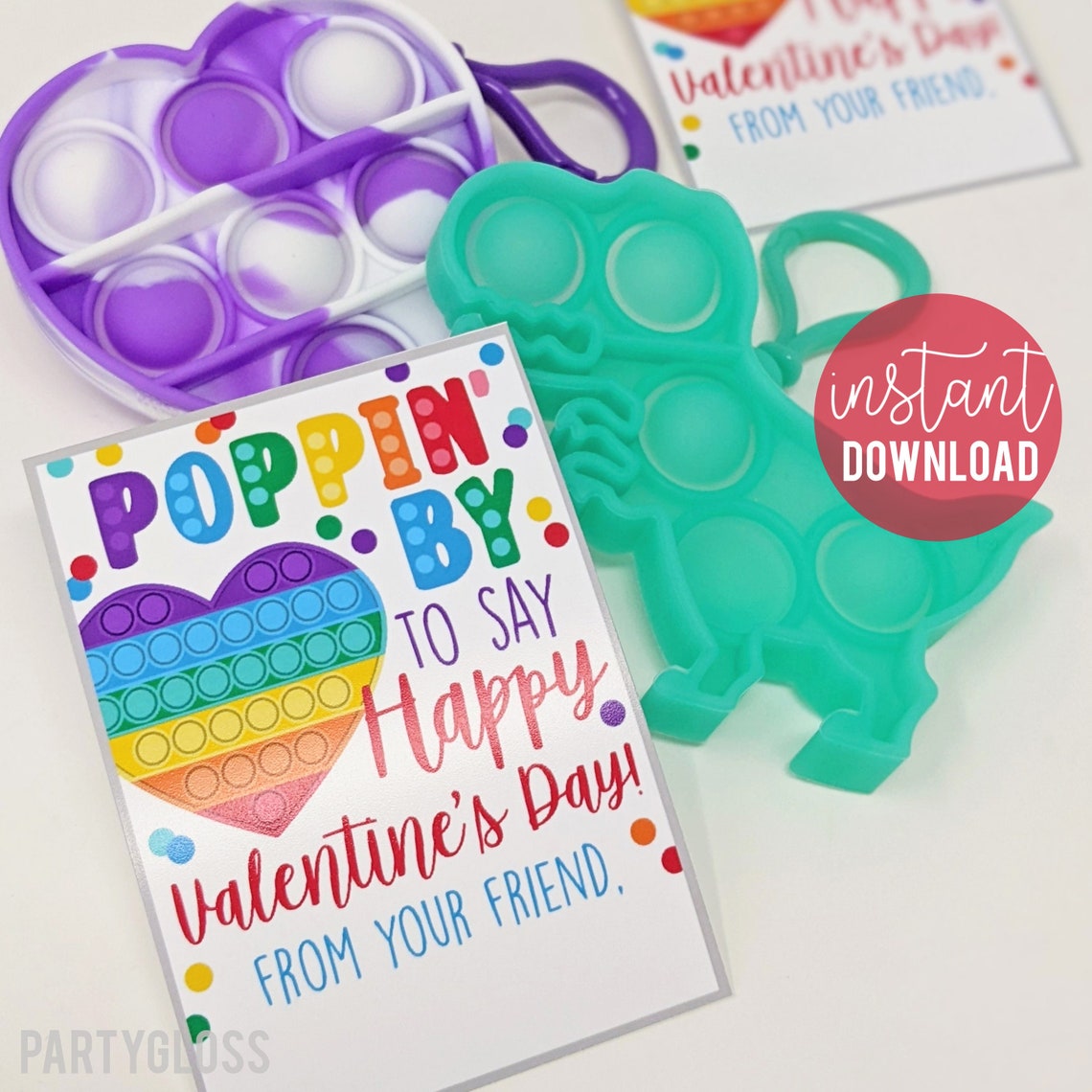 Pop It Valentine's Day Printable Valentine Rainbow Poppin - Etsy