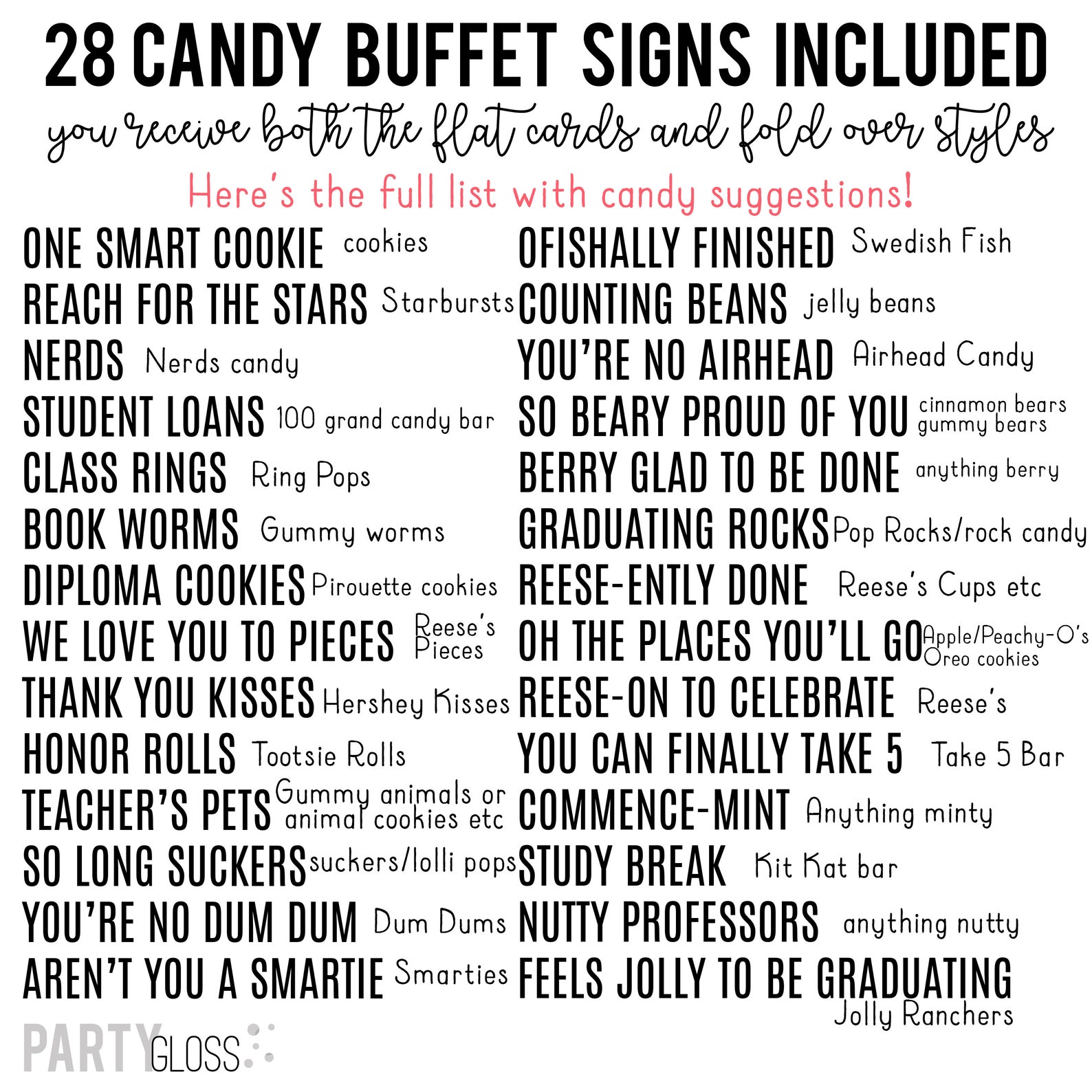 Graduation Candy Buffet Labels, Grad Candy Bar Labels Grad Night Party ...