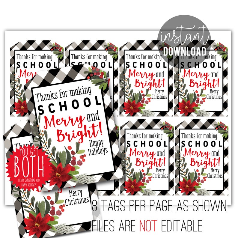 Teacher Christmas Gift Printable Tag Christmas Teacher Tag - Etsy