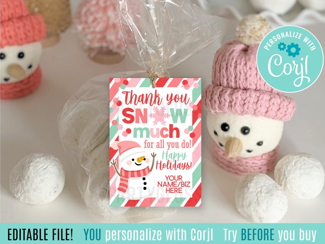 Editable Christmas Thank You Snow Much for All You Do Appreciation ...