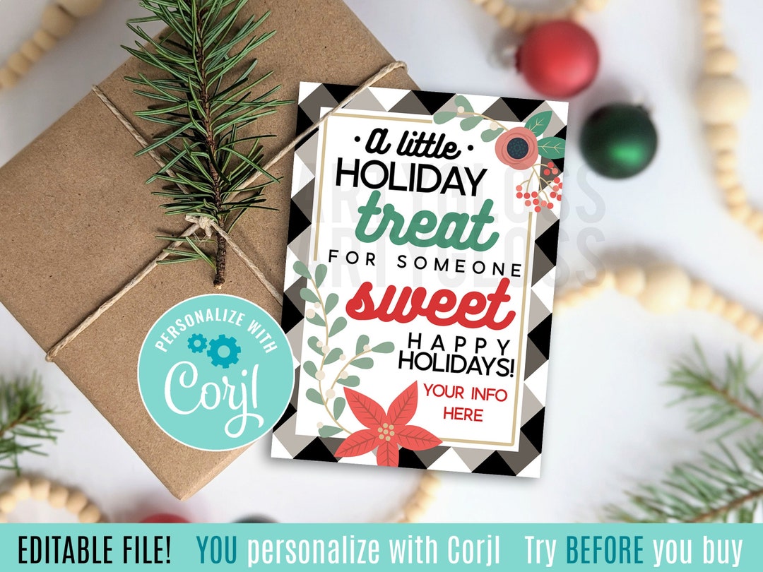 Editable Christmas A Little Holiday Treat for Someone Sweet ...