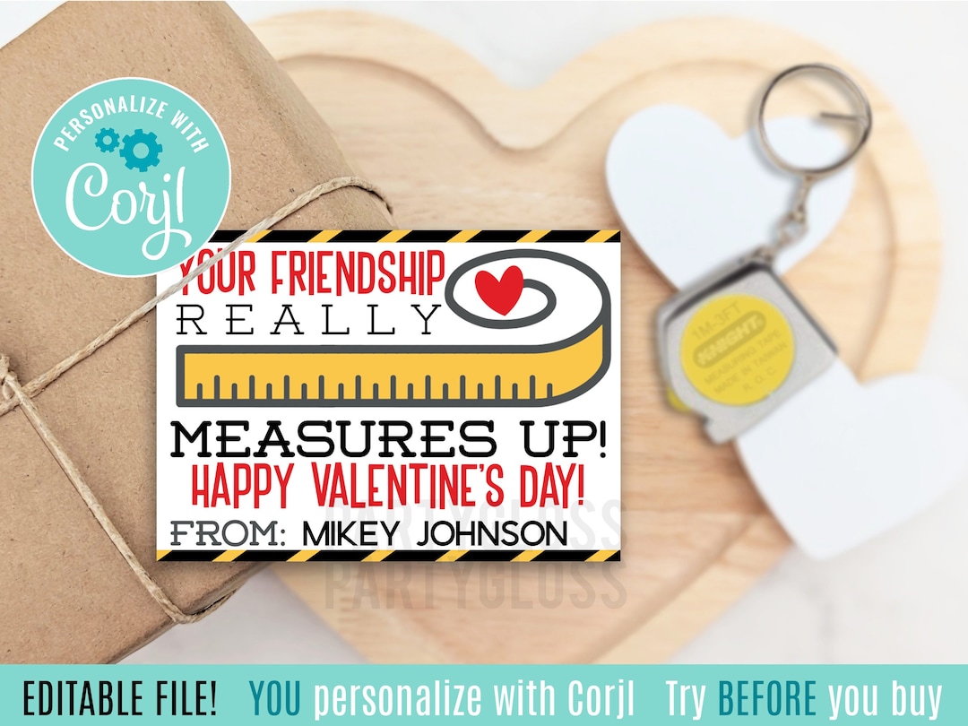Editable Measuring Tape Valentine's Day Printable Tags Valentine ...