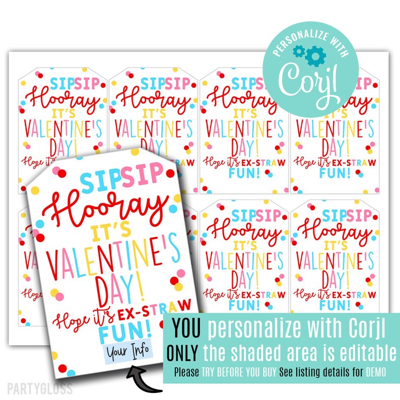 Editable Straw Valentine's Day Printable, Crazy Straw Class Valentine ...