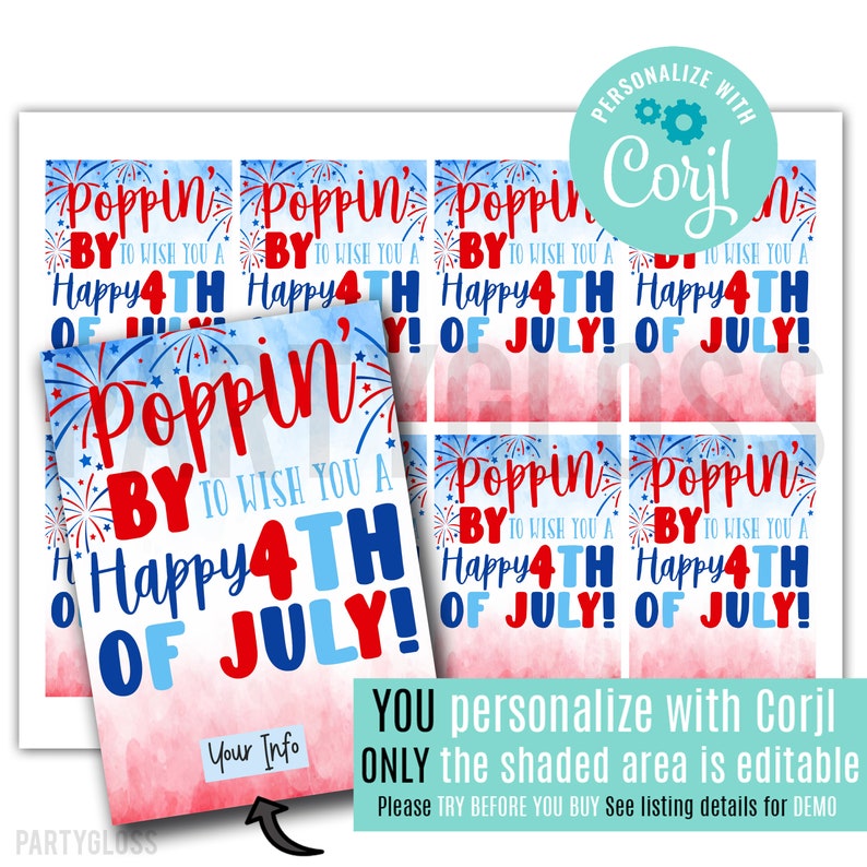 Editable 4th of July Poppin by Printable Tags, Pop It Tag Marketing Pop ...