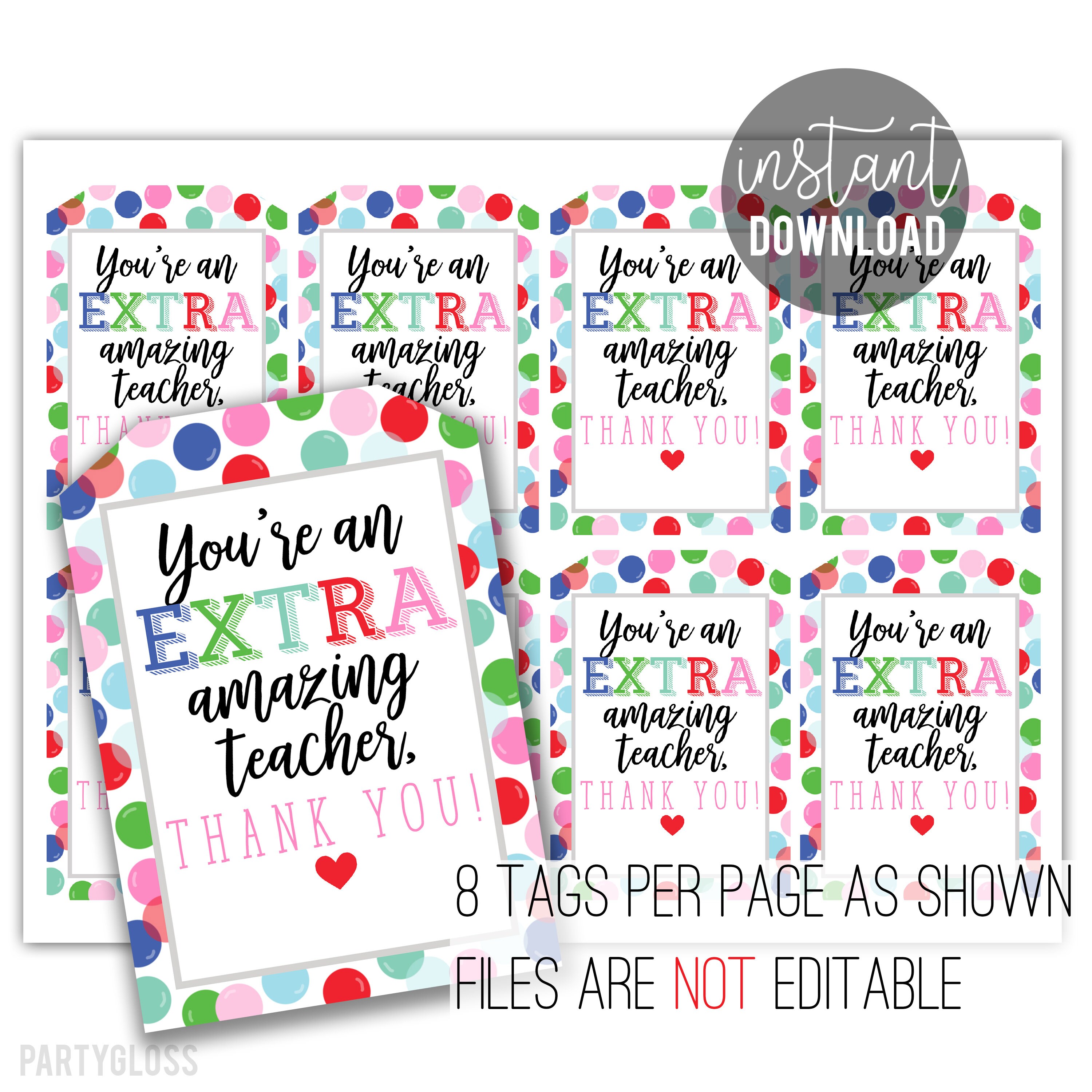 Teacher Appreciation Printable Tag | Gum Tags | Extra Tags | Extra ...